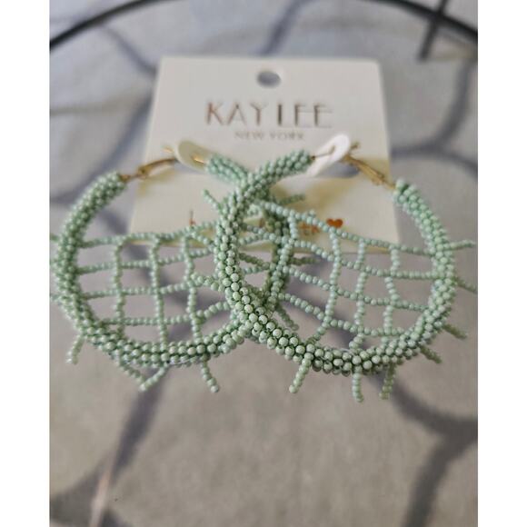 Kay Lee | Jewelry | Pick 3 For 5 Kay Lee Sage Green Web Hoop Earrings ...